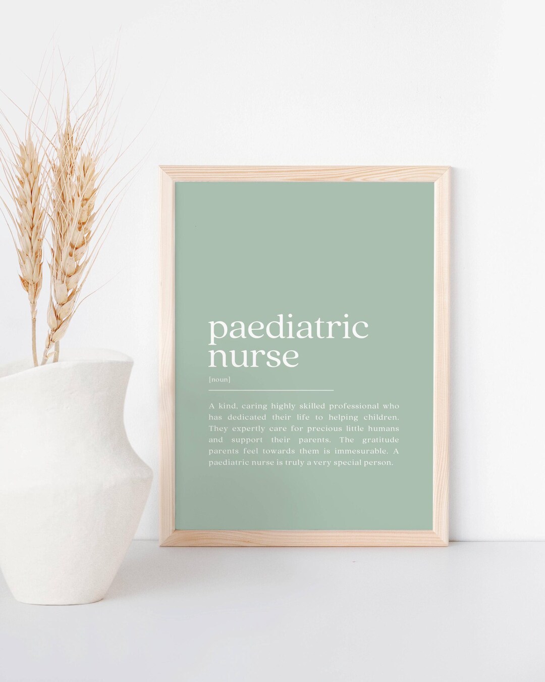 Paediatric Nurse Definition Print: Greenery Noun Art (digital Download ...