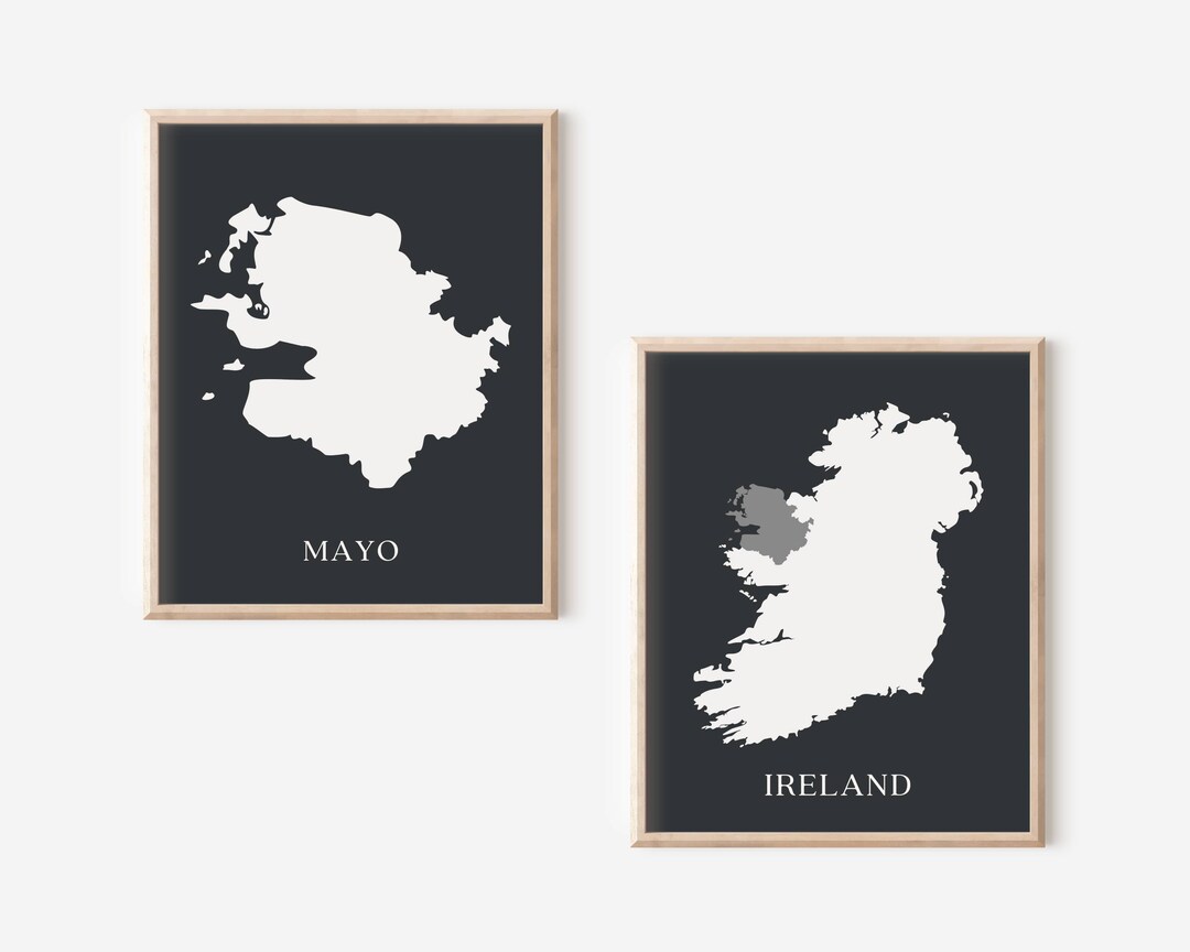 Ireland County Map Prints, Set of 2 Personalized Irish Map Posters ...