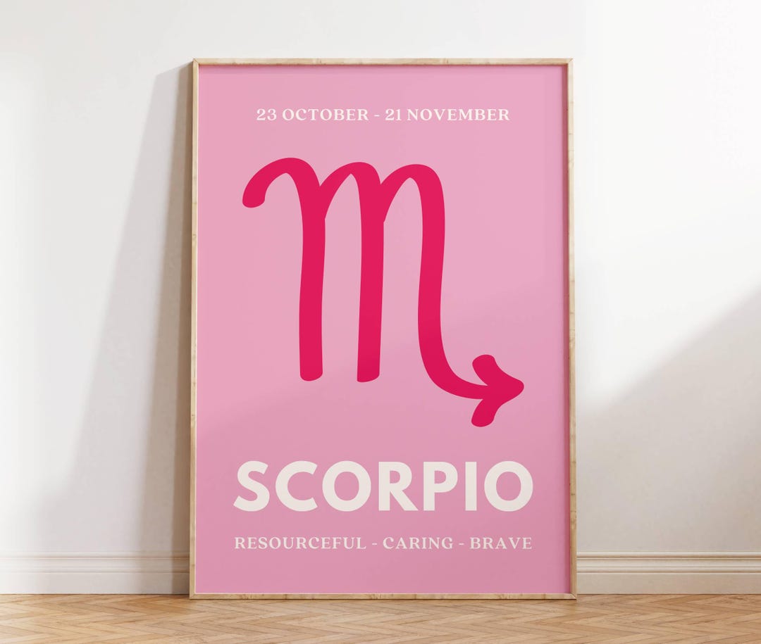 Preppy Pink Scorpio Star Sign Print: Zodiac Wall Art (printed and ...