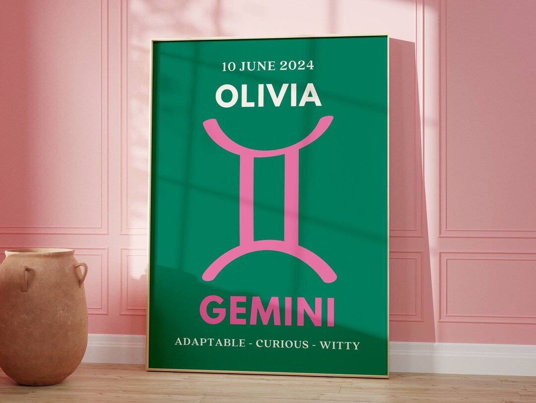 Personalized Gemini Print, Custom Birthday Gift, Name and Date of Birth ...
