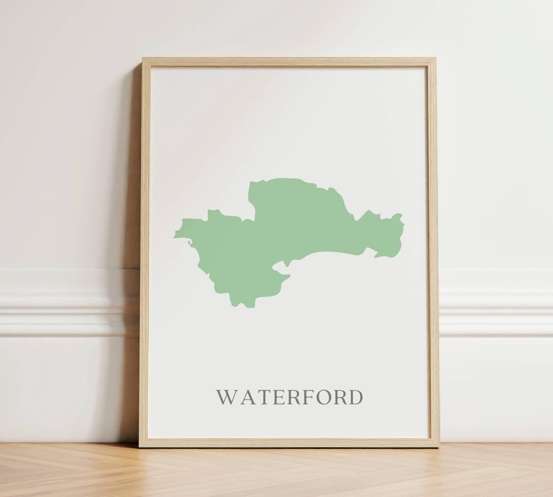 Waterford Map Print, County Waterford Ireland Map, Irish County Poster ...