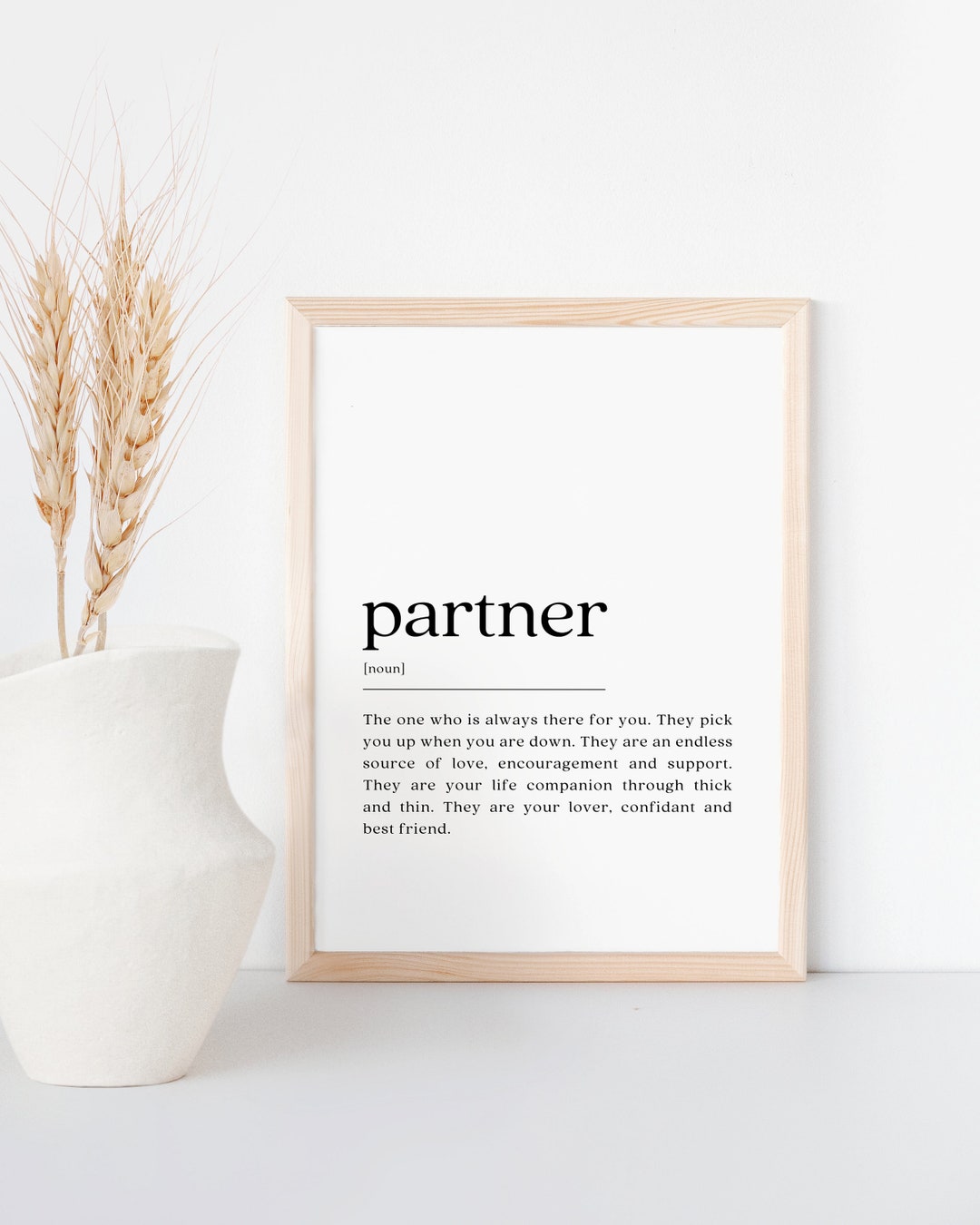 Partner Definition Print: Minimalist Modern Wall Art (digital Download ...