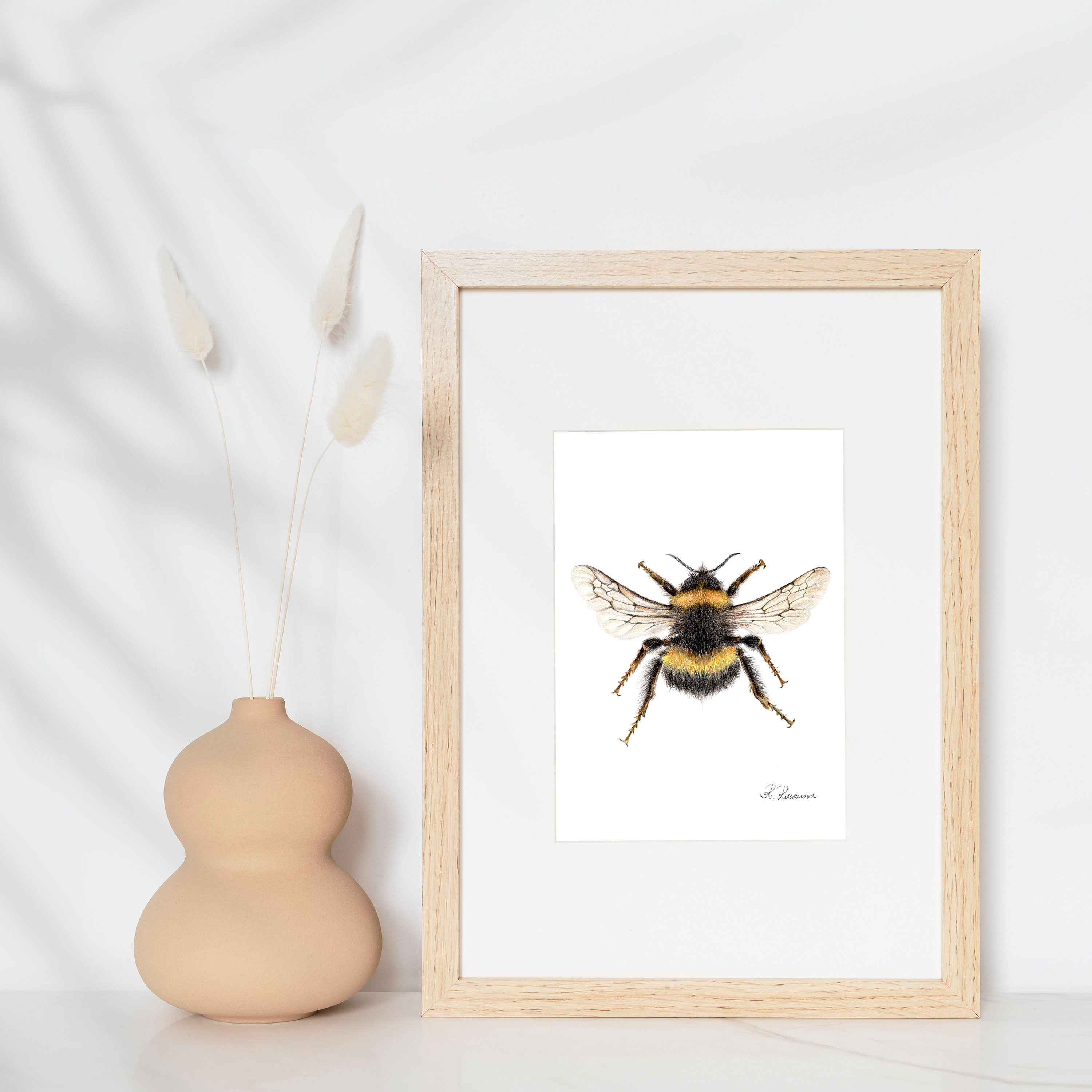 Bumble Bee Art Print - Vibrant Coloured Pencil Drawing - Insect ...