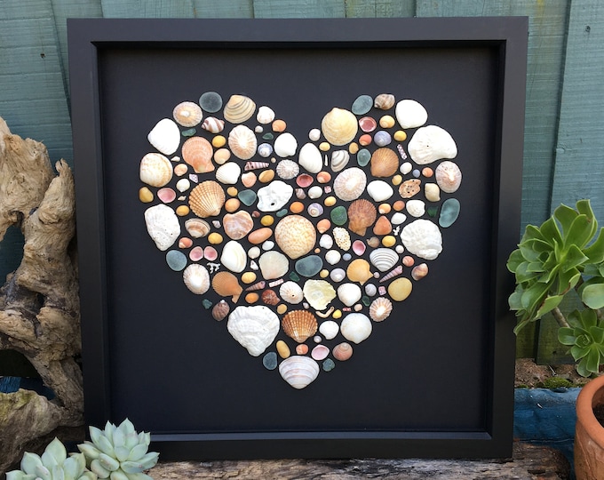 Heart, 43cm X 43cm, Shell Heart, Cornish Shells, Shell Art, Coastal ...