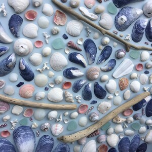 Rockpool in Blue and White With a Splash of Pink, Coastal Art, Coastal ...