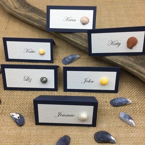 Shell Wedding Name Cards, Place Cards, Shell Place Setting, Beach ...