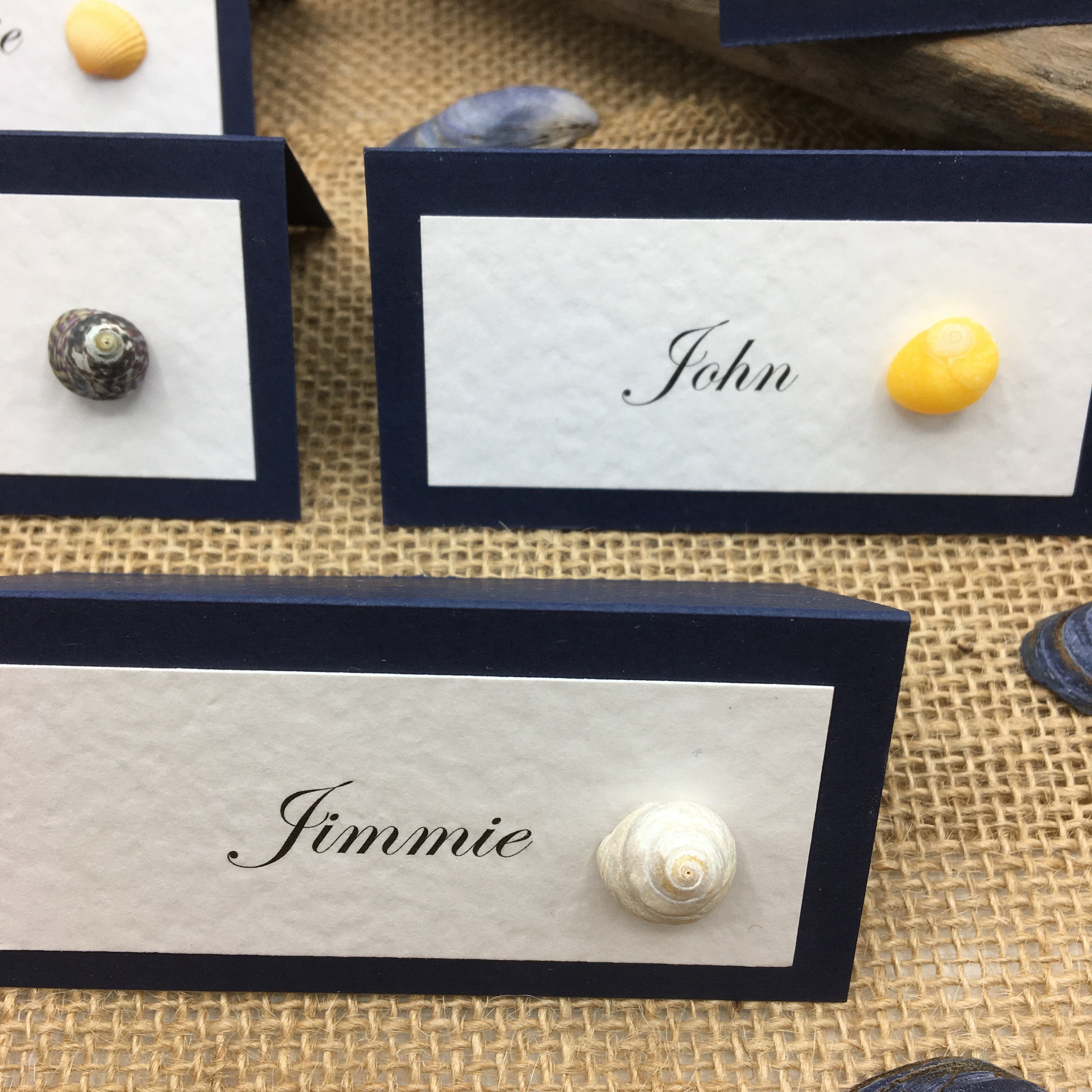 Shell Wedding Name Cards, Place Cards, Shell Place Setting, Beach ...