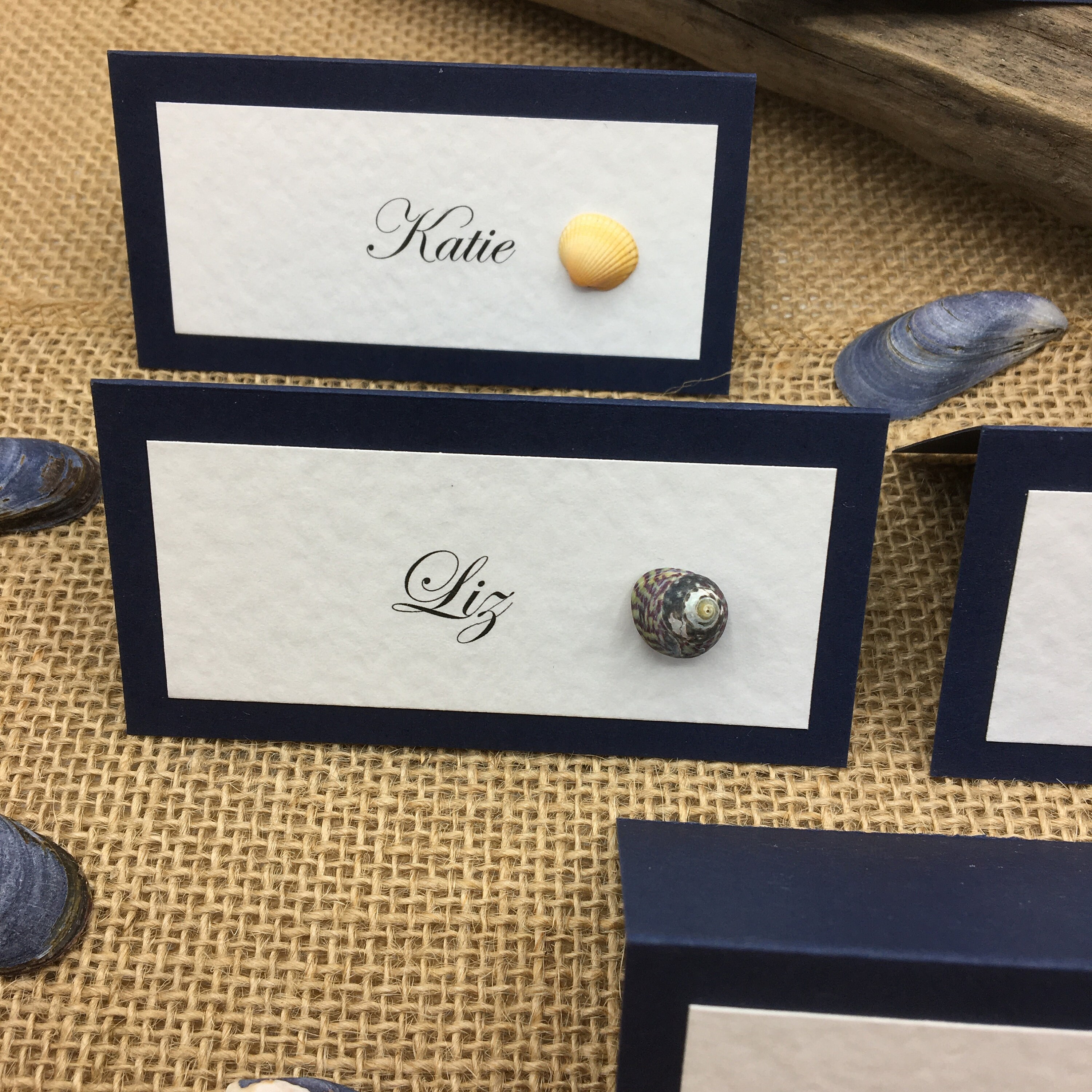 Shell Wedding Name Cards, Place Cards, Shell Place Setting, Beach ...