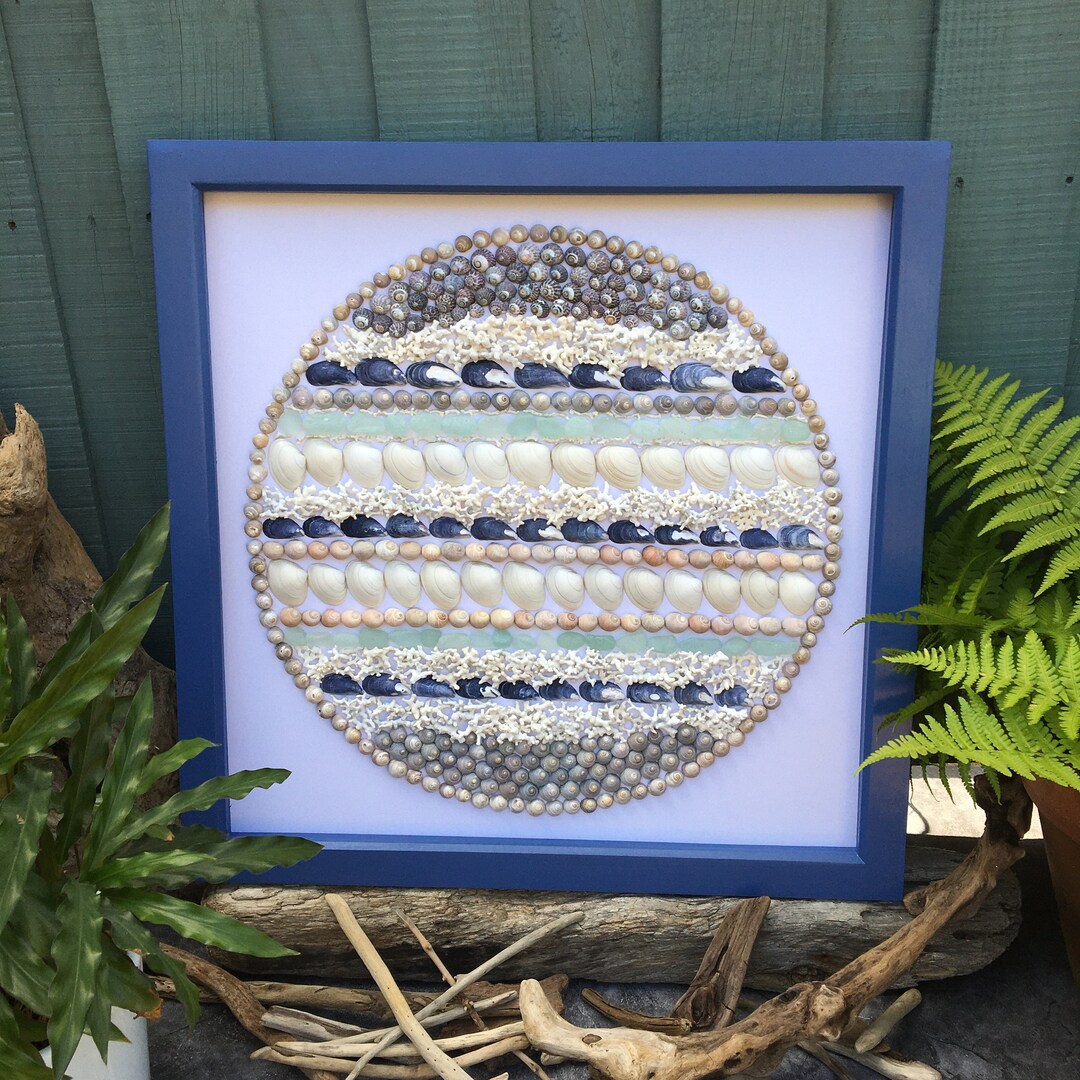 Coastal Art, Perfect Stripes, Coastal Wall Decor, Driftwood Art, Shell ...