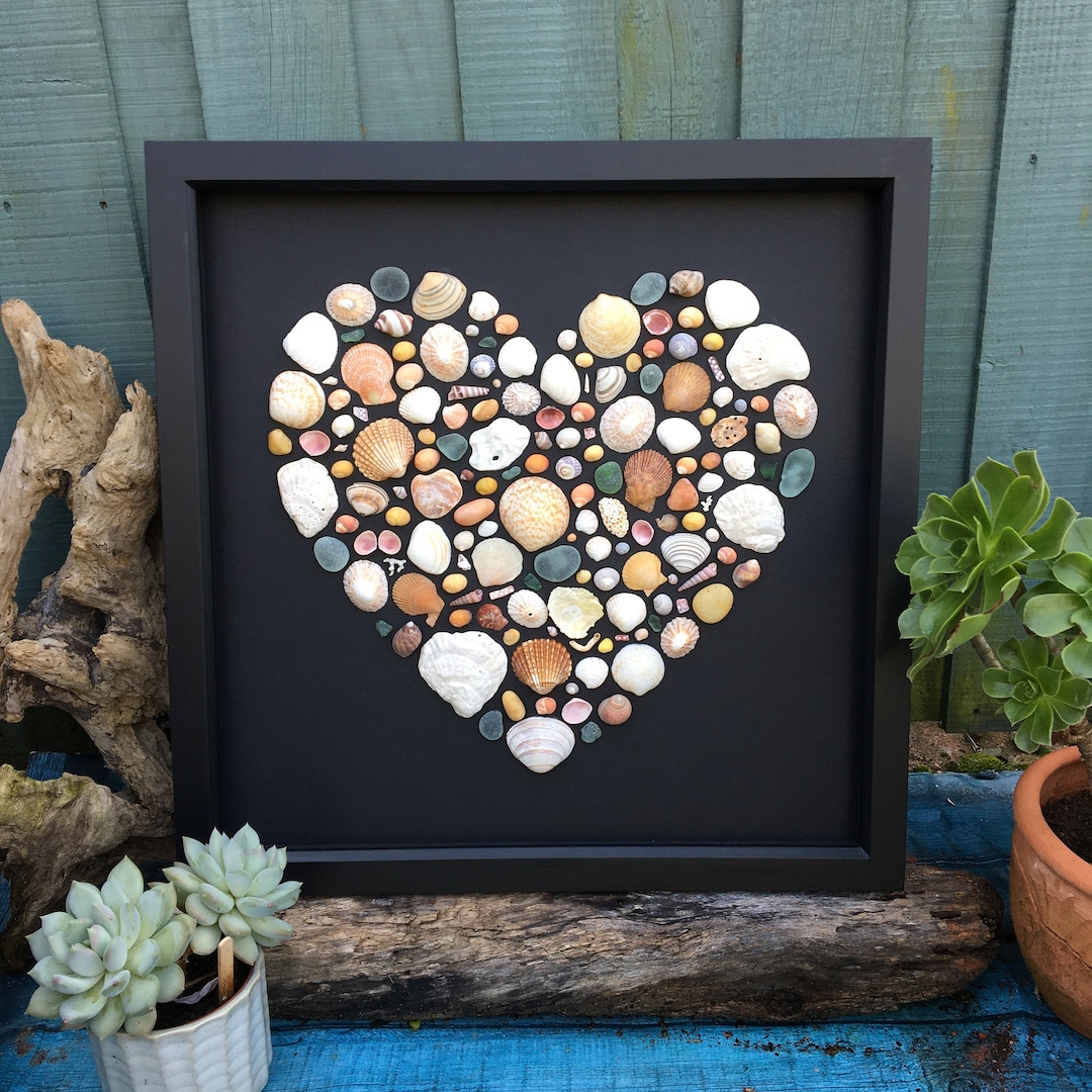 Heart, 43cm X 43cm, Shell Heart, Cornish Shells, Shell Art, Coastal ...