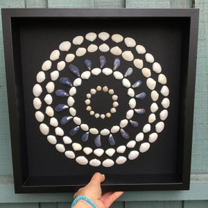 Shell Mandala in Black and White, 37cm X 37cm, Coastal Art, Coastal ...