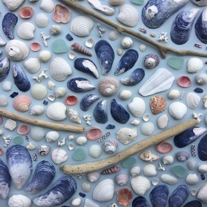 Rockpool in Blue and White With a Splash of Pink, Coastal Art, Coastal ...