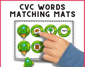 CVC Word Activities: Matching Mats Popcorn Theme - Etsy