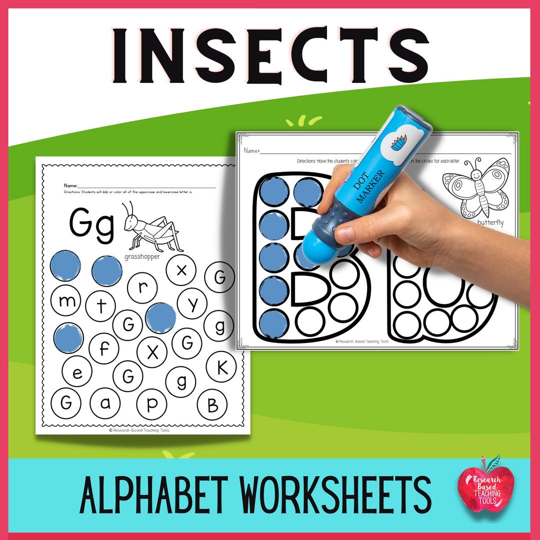 Insect Alphabet & Fine Motor Worksheets for Prek-k | Letter Recognition ...