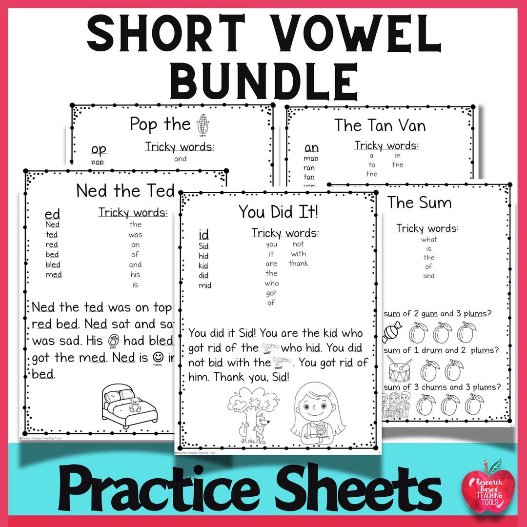 CVC Short Vowel Word Family Story Bundle: Printable Phonics Passages ...