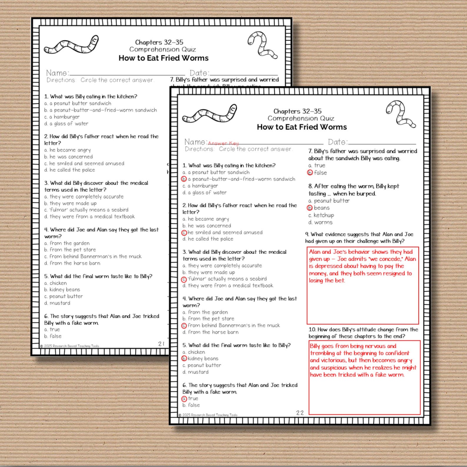 How to Eat Fried Worms Novel Study Bundle | Vocabulary, Quizzes ...