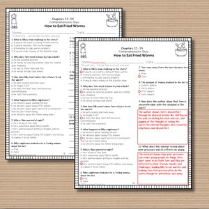 How to Eat Fried Worms Novel Study Bundle | Vocabulary, Quizzes ...