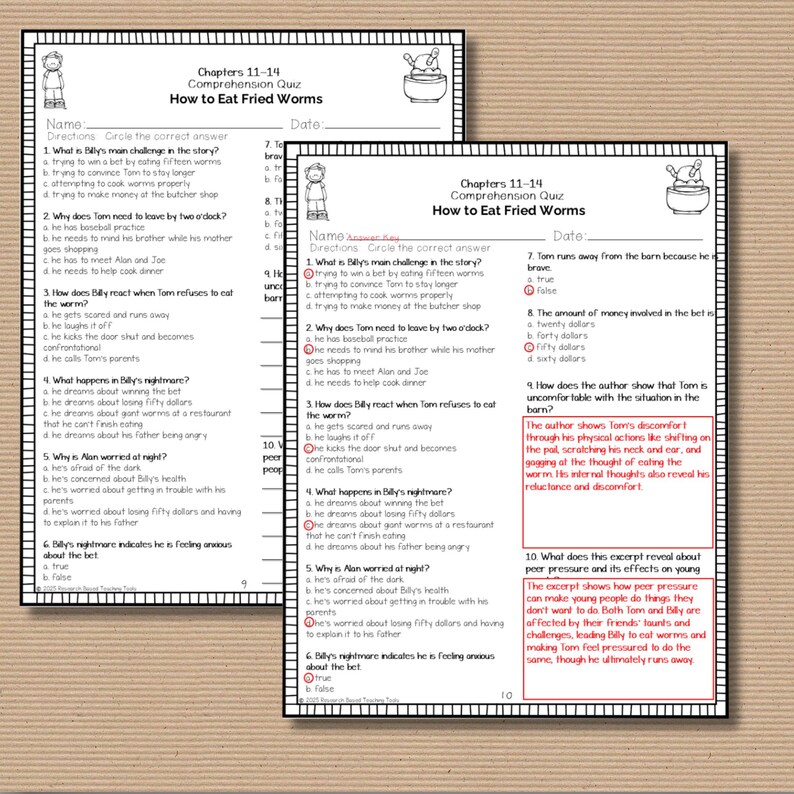 How to Eat Fried Worms Novel Study Bundle | Vocabulary, Quizzes ...