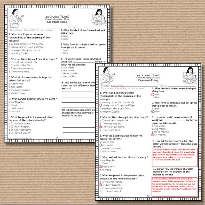 Esperanza Rising Assessment Bundle | Chapter Quizzes & Journal Prompts ...