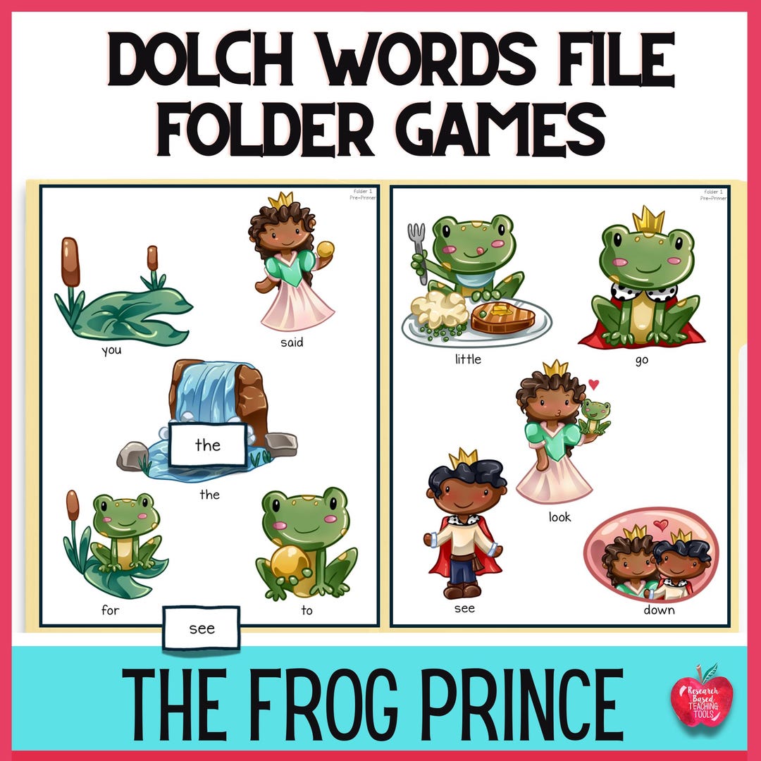 Frog Prince Sight Word Games: Dolch Pre-k to 3rd Grade File Folder ...