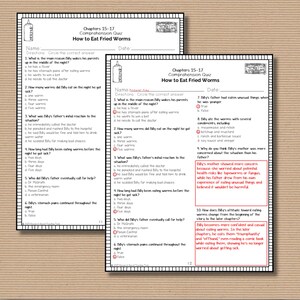 How to Eat Fried Worms Novel Study Bundle | Vocabulary, Quizzes ...