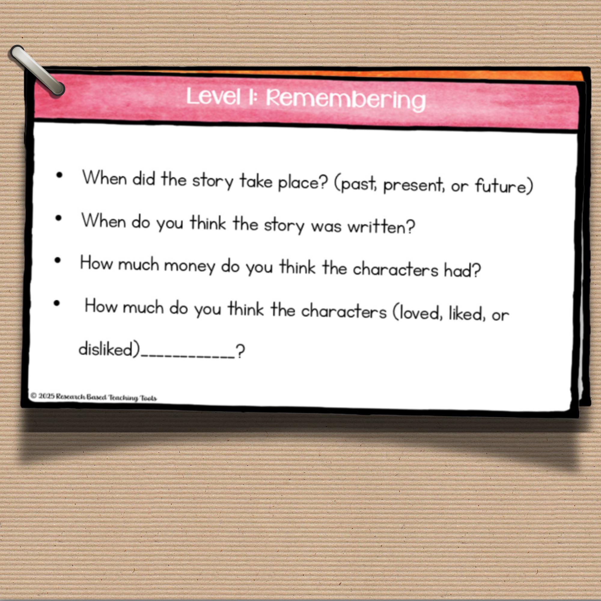 Bloom's Taxonomy Reading Comprehension Cards: Critical Thinking ...