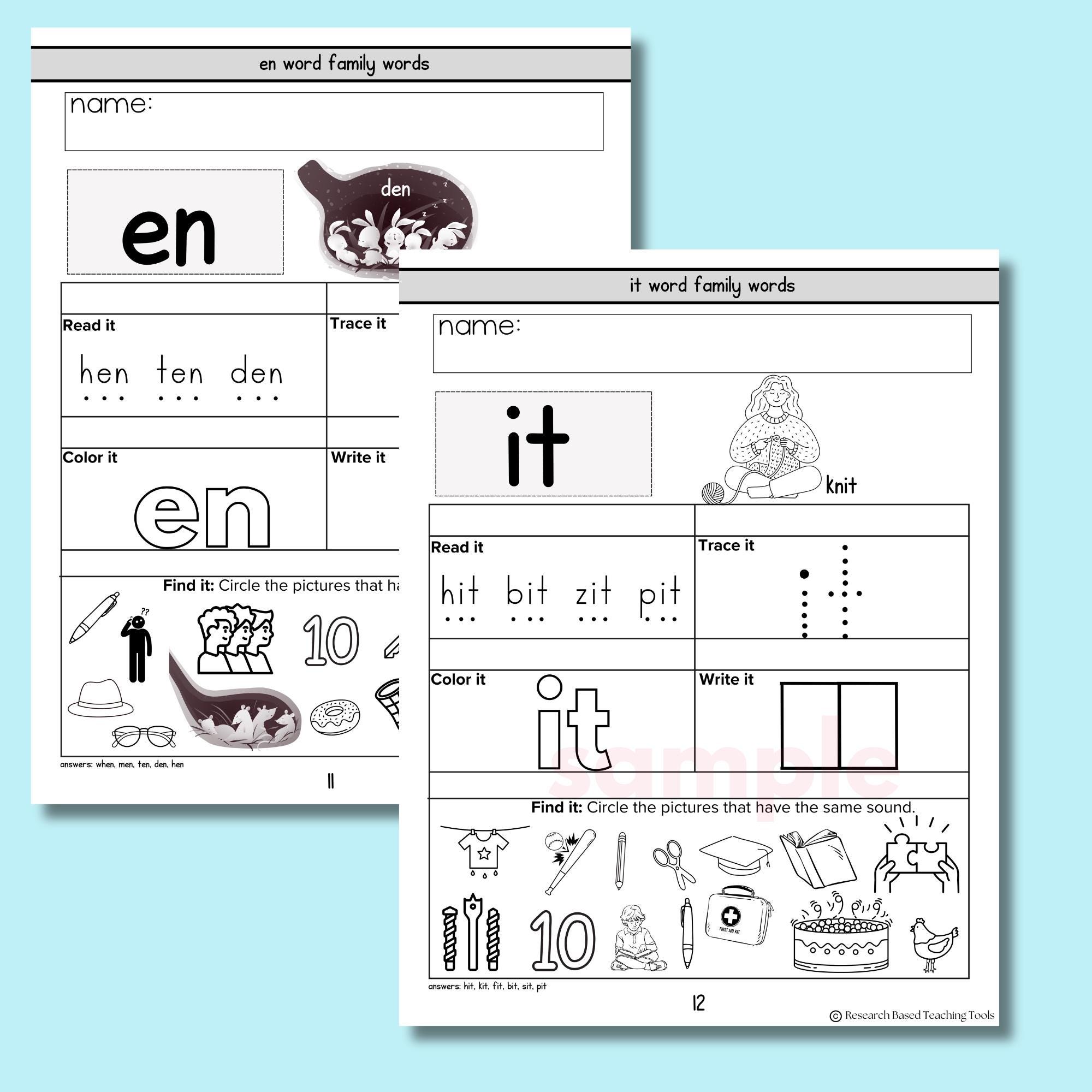 CVC Word Families Phonics Worksheets: Kindergarten & 1st Grade Reading ...