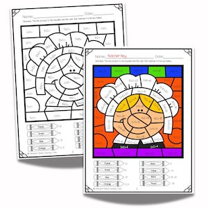 Thanksgiving Multiplication Color by Number: Holiday Math Worksheets ...