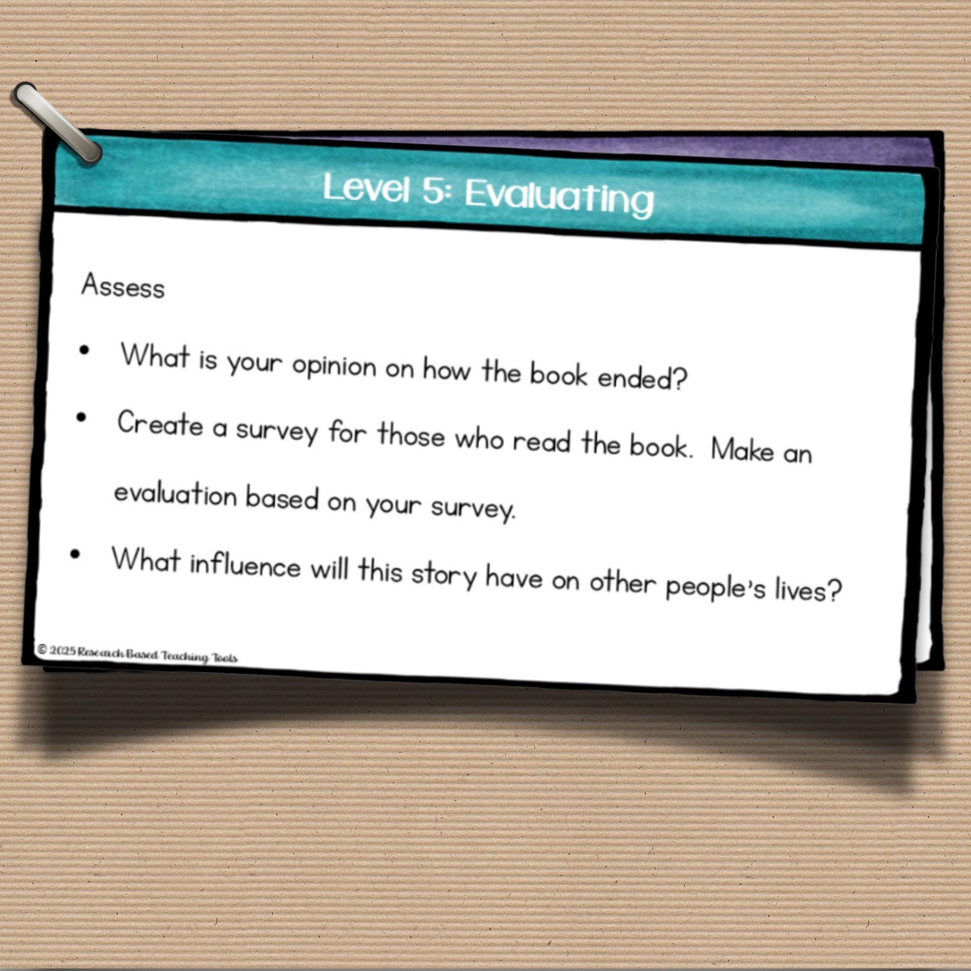 Bloom's Taxonomy Reading Comprehension Cards: Critical Thinking ...