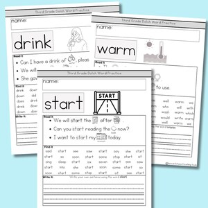 Prek-3rd Grade Dolch Sight Word Worksheets: Printable Bundle for ...