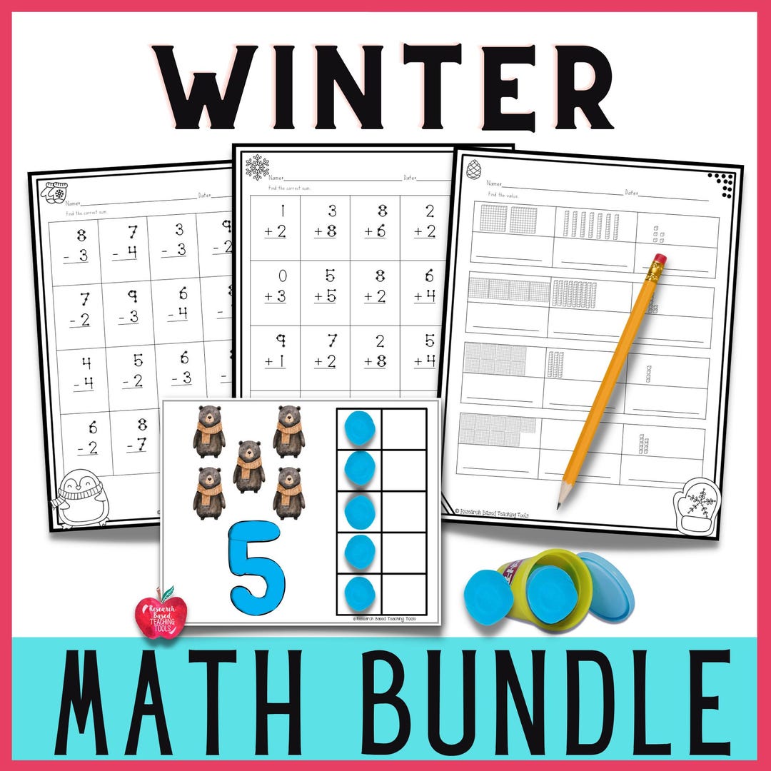 Winter Math Bundle: Counting, Ten Frames & Games for Early Elementary ...
