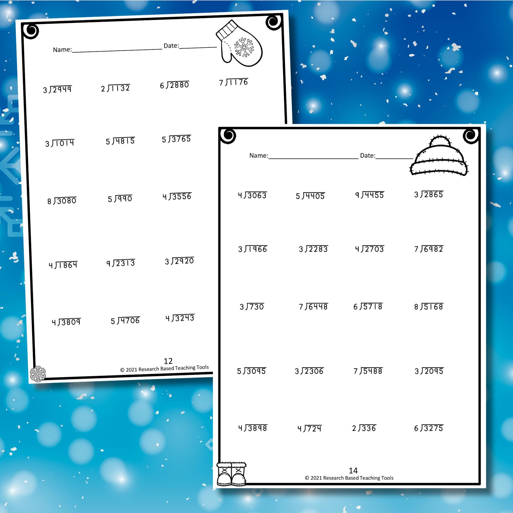 Winter-themed Long Division Worksheets for 4th-5th Grade | Homeschool ...