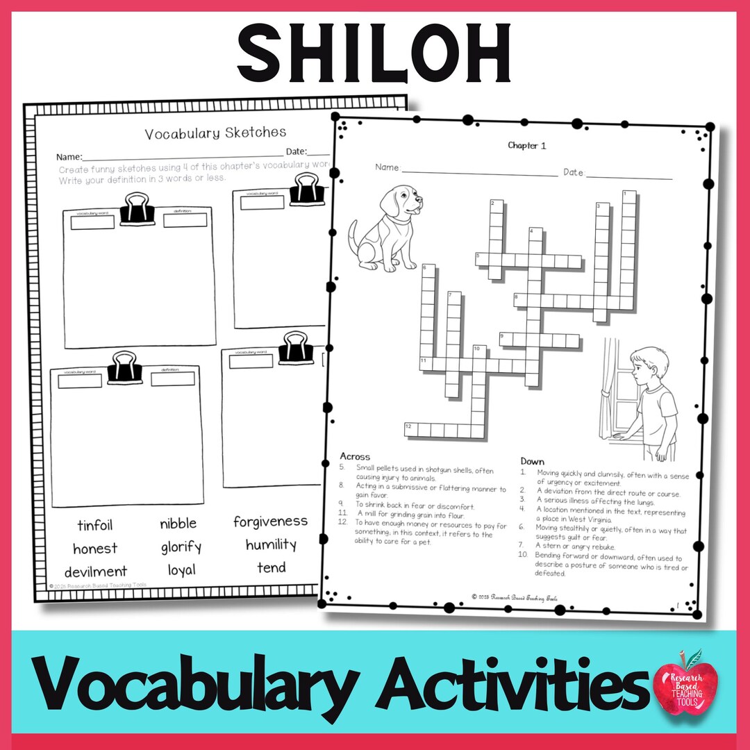 Shiloh Novel Study: Vocabulary Games, Puzzles & Printables for Literacy ...