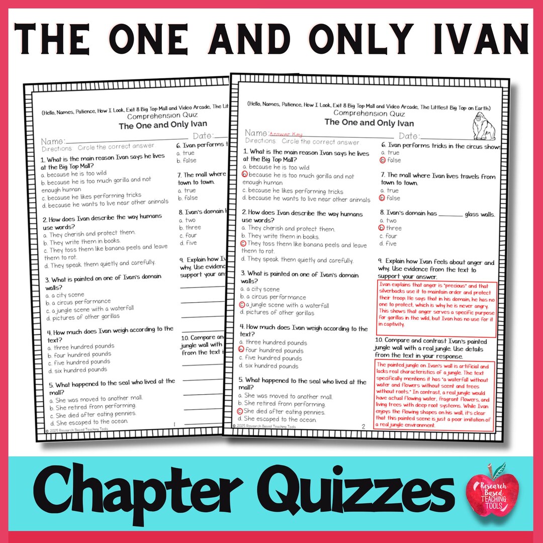 The One and Only Ivan Chapter Quizzes: Comprehensive Novel Study ...