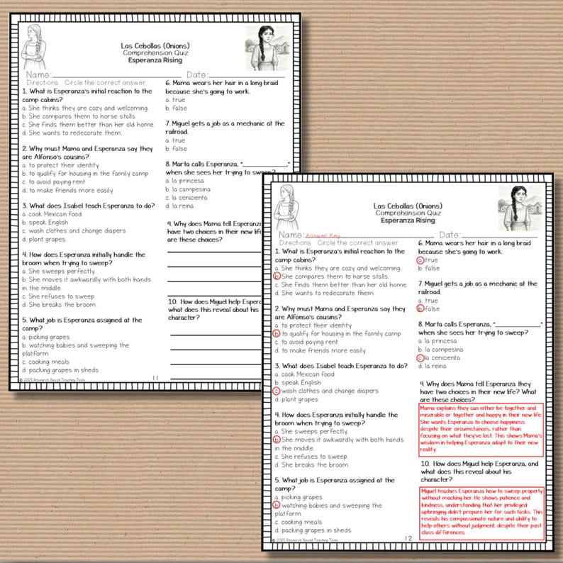 Esperanza Rising Assessment Bundle | Chapter Quizzes & Journal Prompts ...