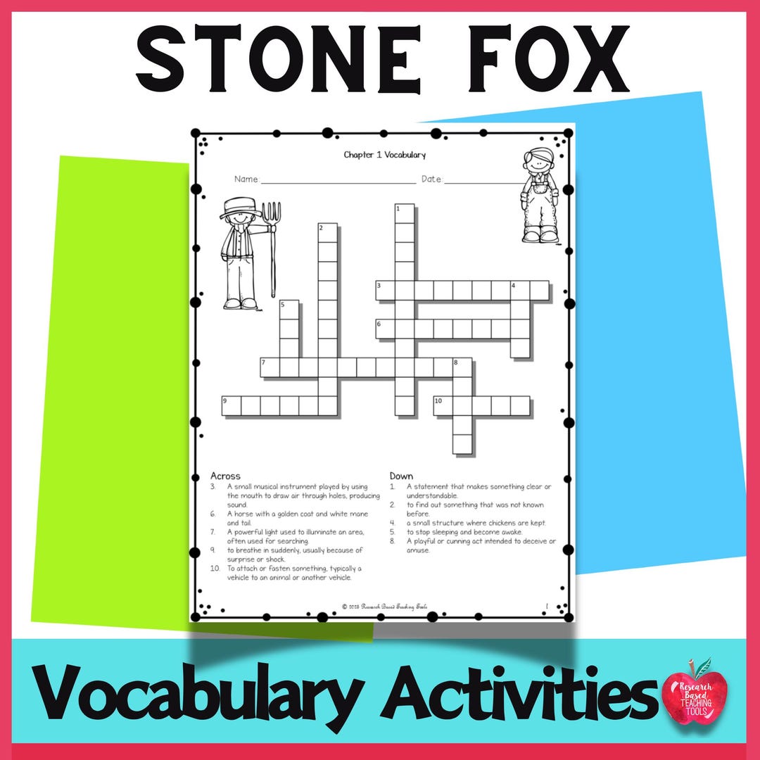 Stone Fox Novel Study: Interactive Vocabulary Activities & Word Games ...