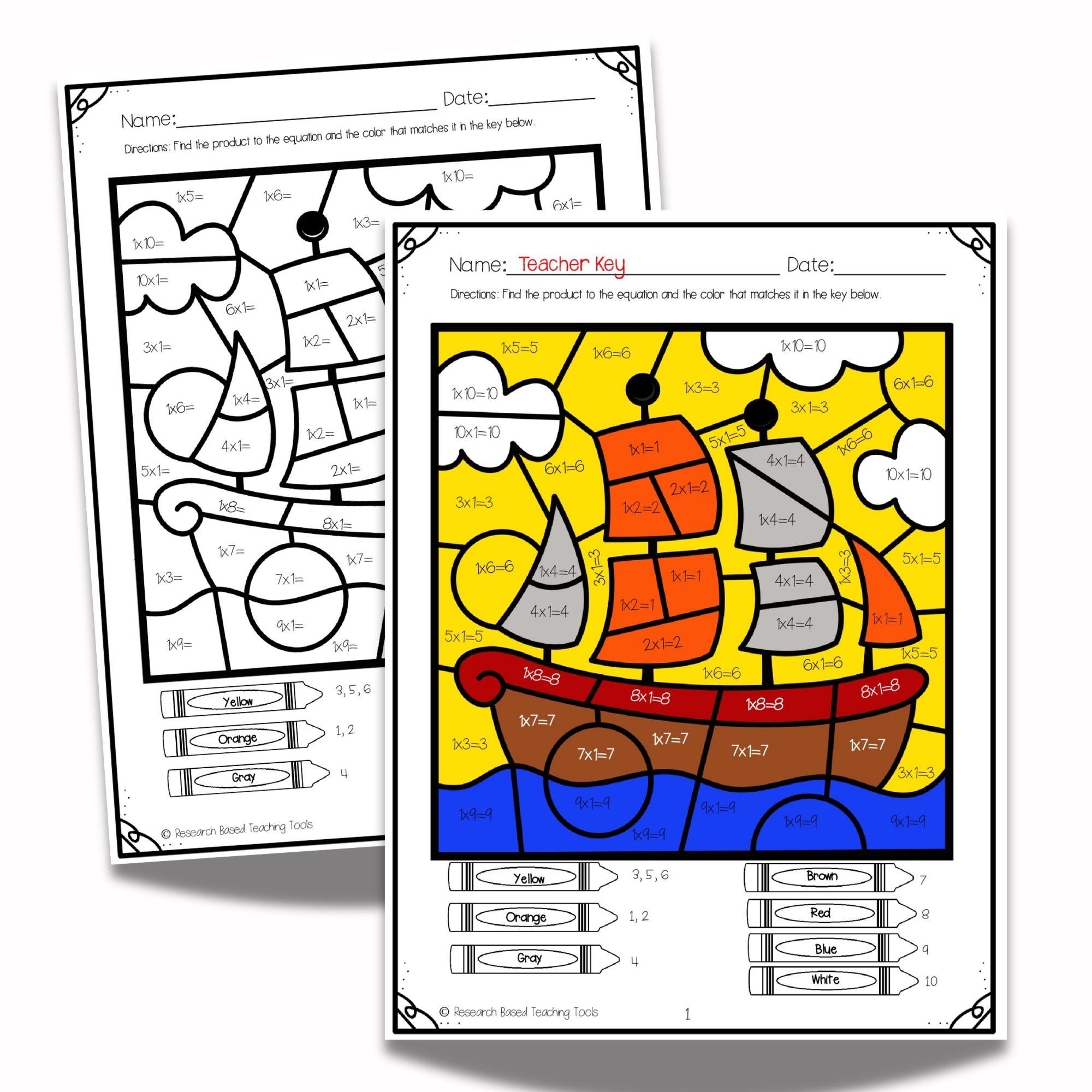 Thanksgiving Multiplication Color by Number: Holiday Math Worksheets ...