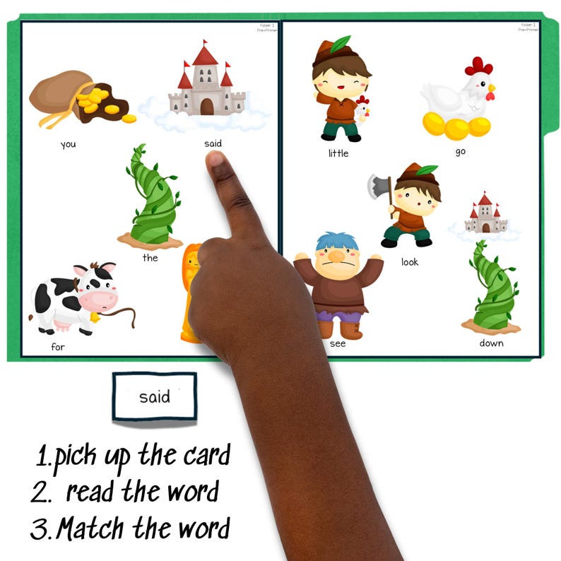 Fairy Tale Sight Word Games: Jack and the Beanstalk File Folder ...