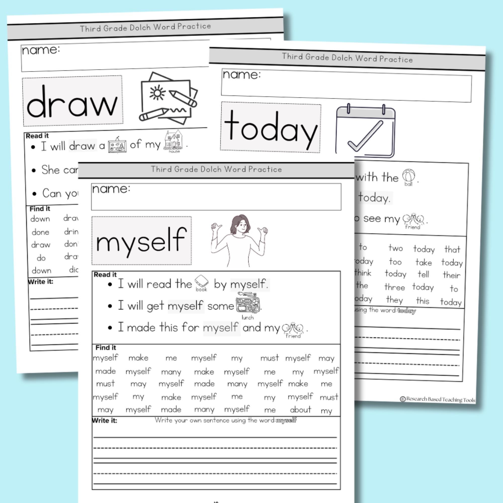 Comprehensive Dolch Sight Word Bundle: Printable Worksheets for Prek ...