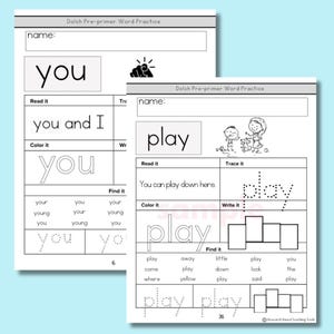 Prek-3rd Grade Dolch Sight Word Worksheets: Printable Bundle for ...