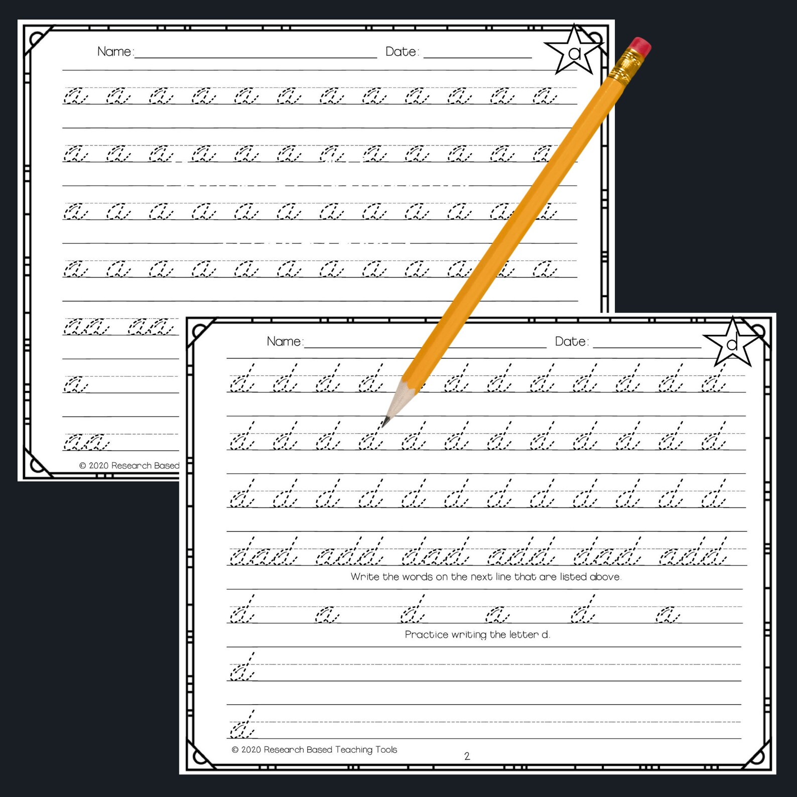 Cursive Writing Practice Worksheet Printable Workbook Script Tracing ...