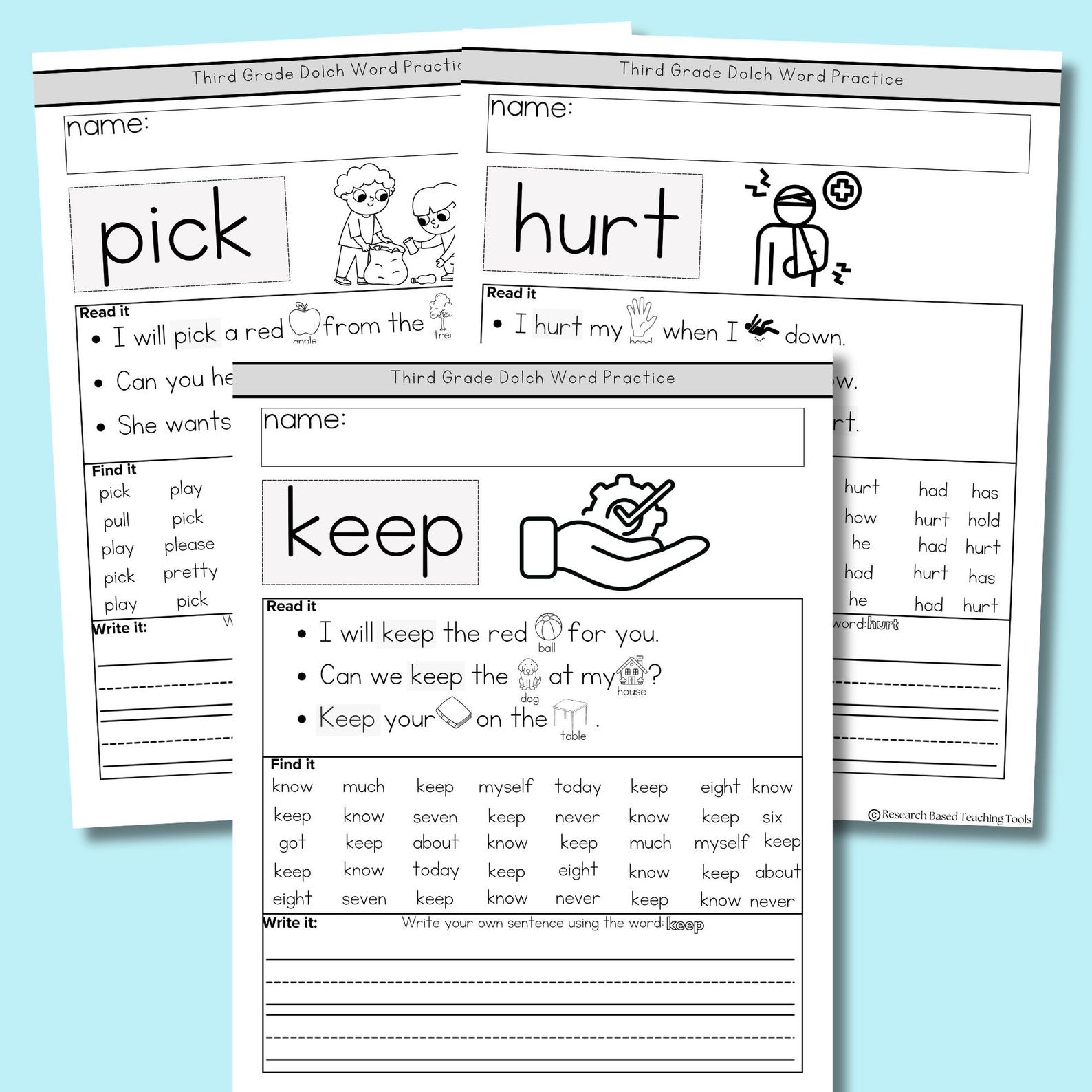 Grade 3 Dolch Sight Words: Fluency & Comprehension Worksheets for ...