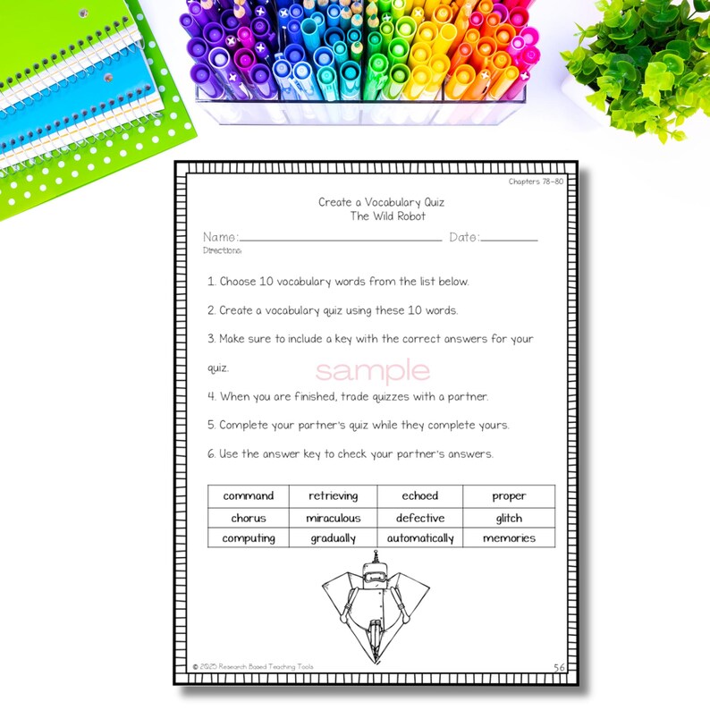 The Wild Robot Novel Study: Vocabulary Activities, Puzzles, Worksheets ...