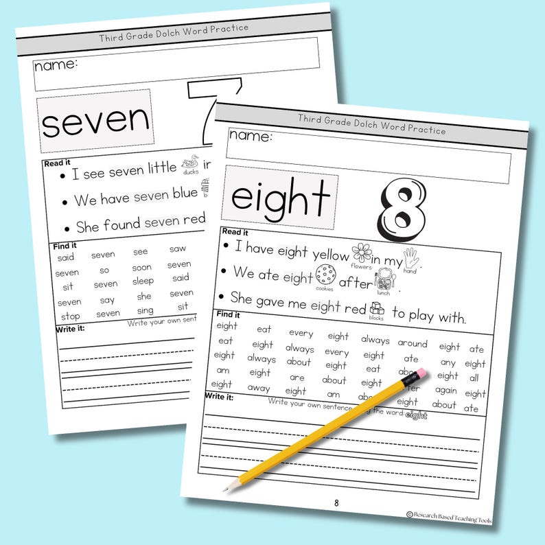Grade 3 Dolch Sight Words: Fluency & Comprehension Worksheets for ...