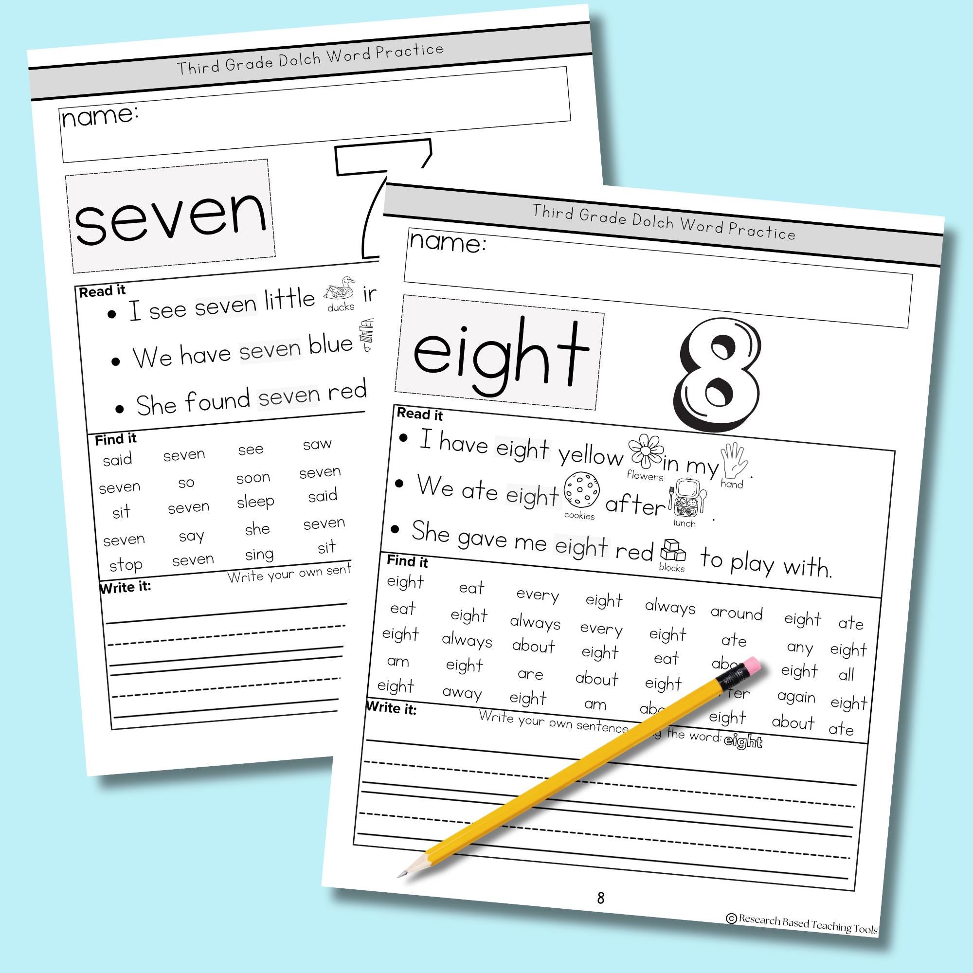Grade 3 Dolch Sight Words: Fluency & Comprehension Worksheets for ...