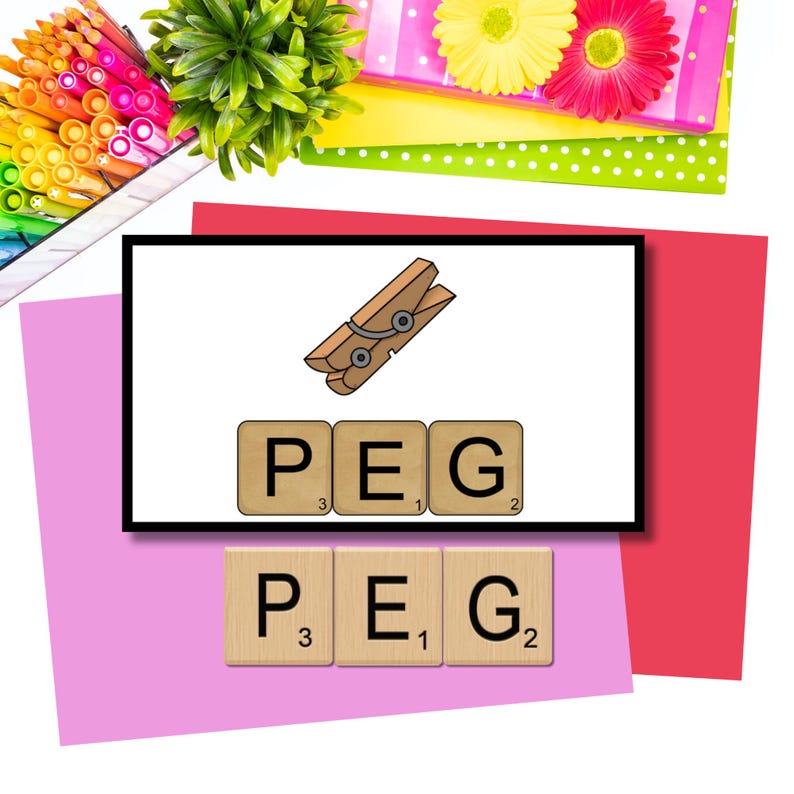 Short Vowel E CVC Word Tile Cards | Phonics Building Activities for ...