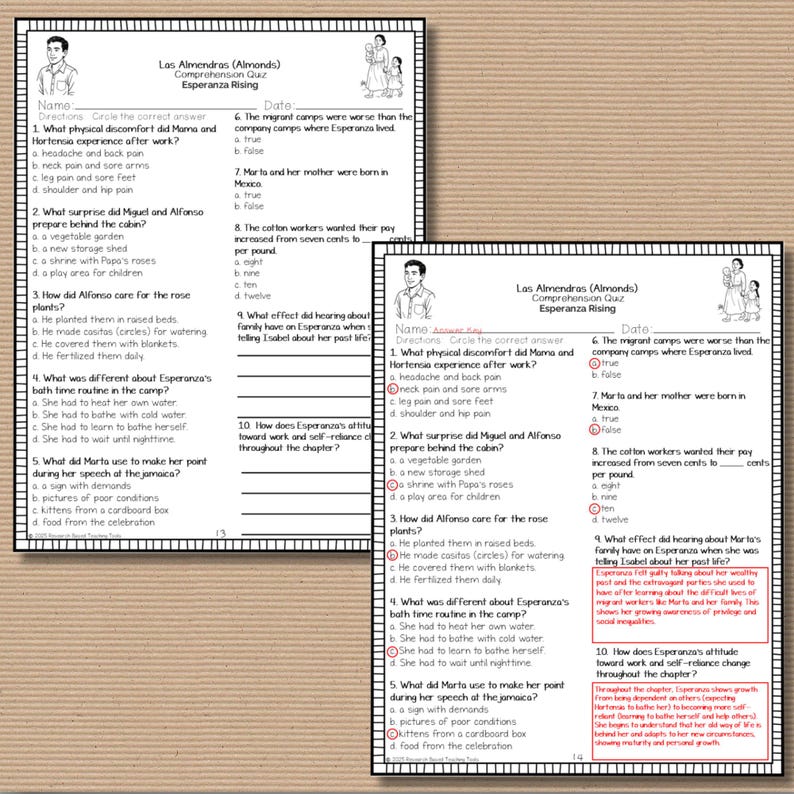 Esperanza Rising Assessment Bundle | Chapter Quizzes & Journal Prompts ...