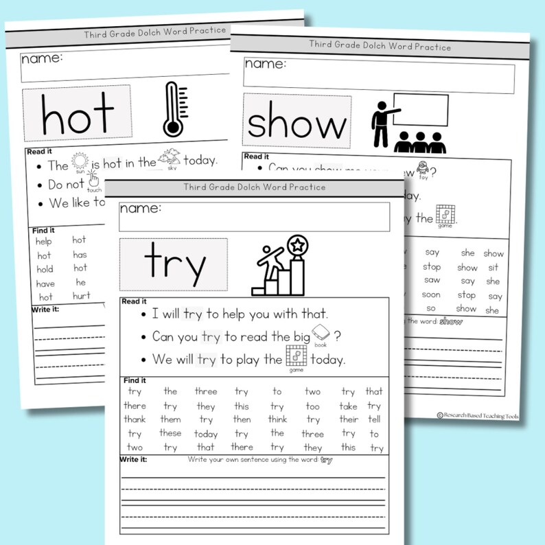 Comprehensive Dolch Sight Word Bundle: Printable Worksheets for Prek ...