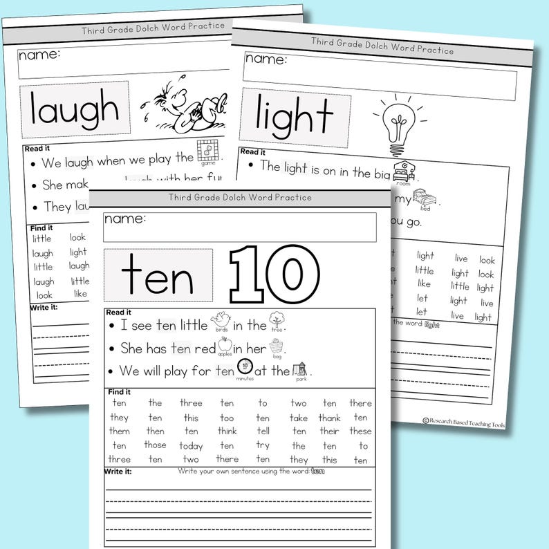 Grade 3 Dolch Sight Words: Fluency & Comprehension Worksheets for ...