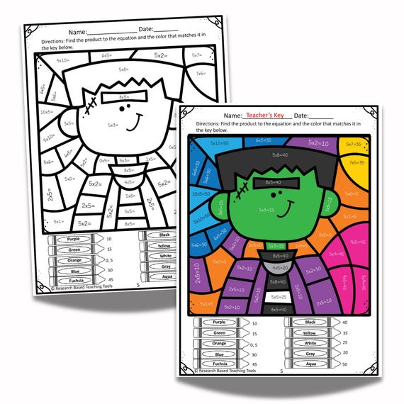 Matemáticas De Halloween Para Colorear Por Números